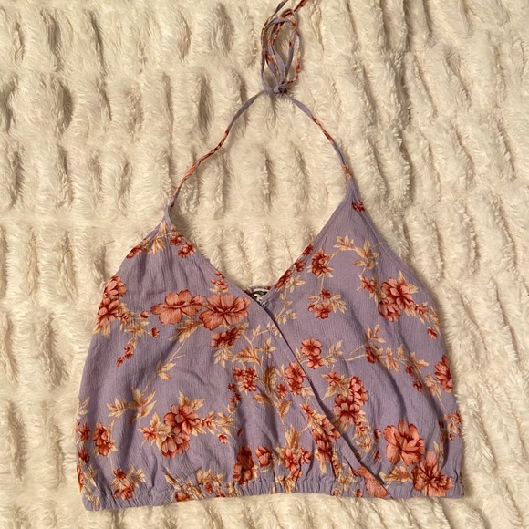 American Eagle Outfitters | Tops | American Eagle Purple Floral Halter Tank | Poshmark